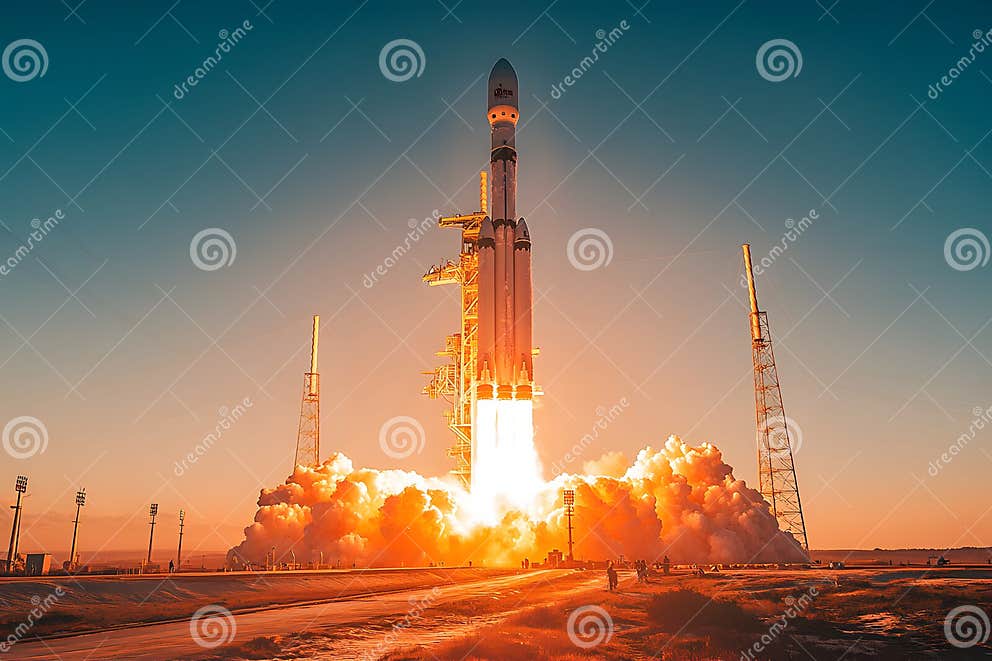 A Highly Detailed and Realistic Scene of a Rocket Launching from a ...