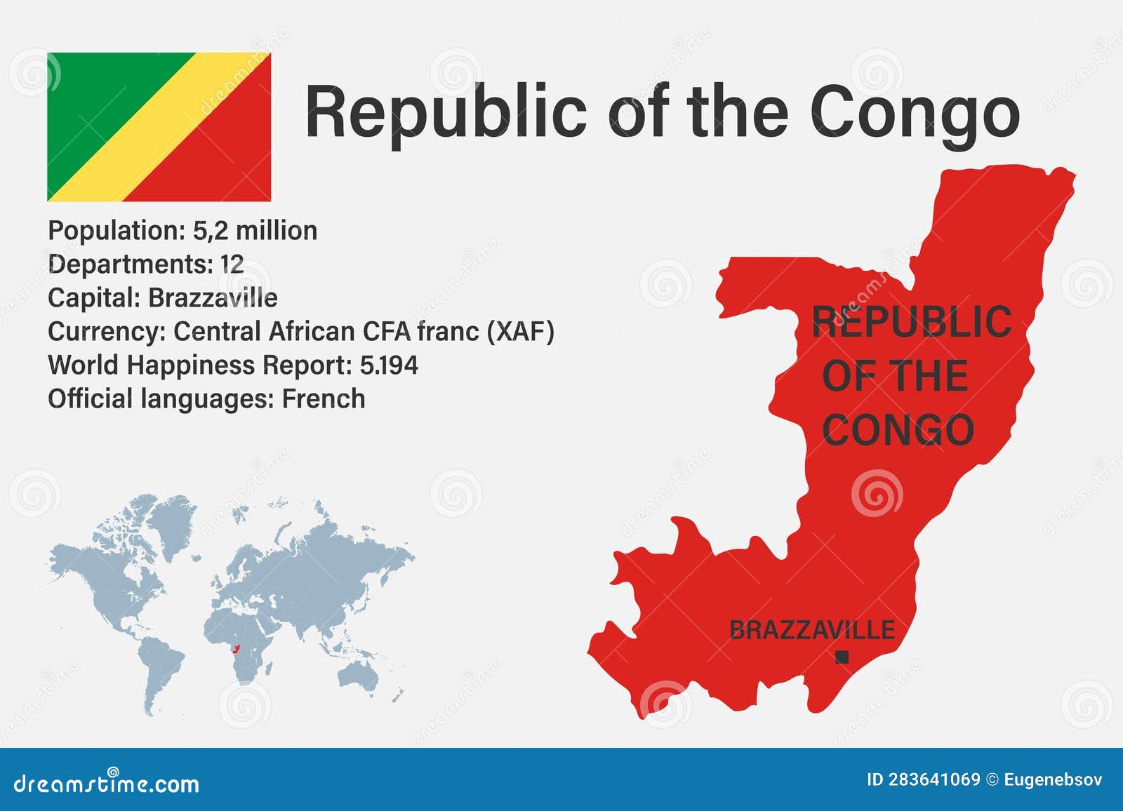 D.R. Congo Highly Detailed Physical Map Cartoon Vector | CartoonDealer ...
