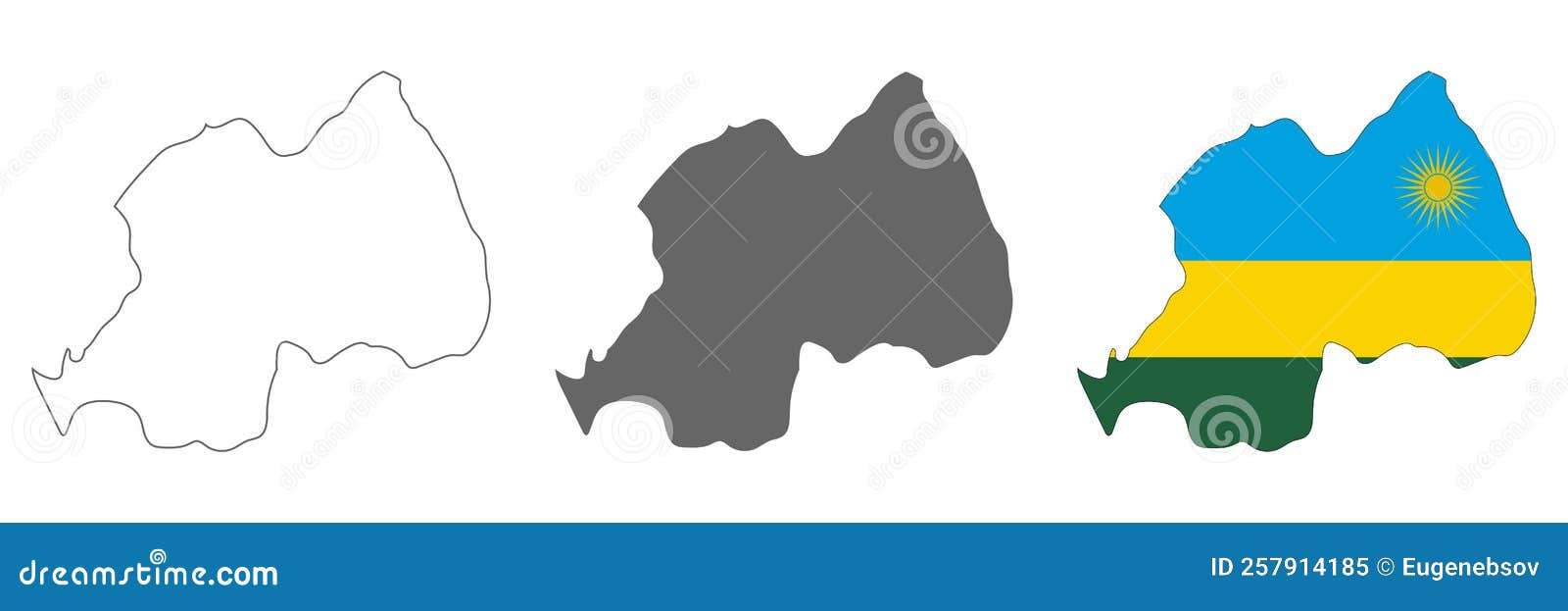 Rwanda Highly Detailed Physical Map Cartoon Vector | CartoonDealer.com ...