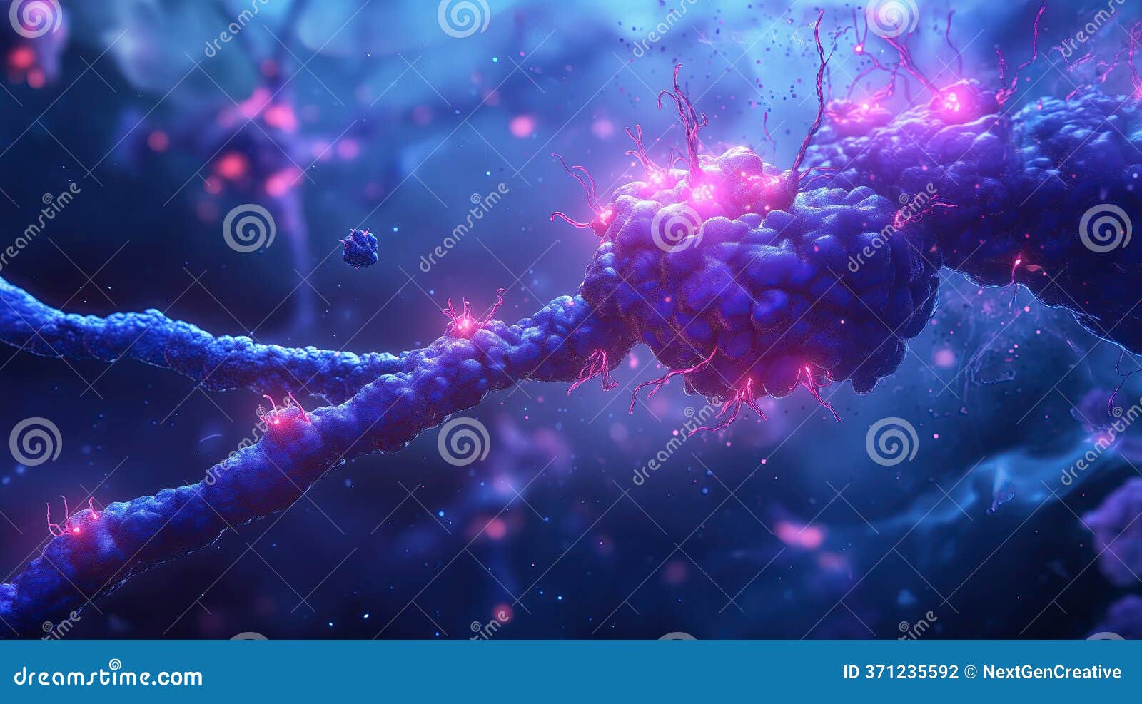 Illustration Of A Neuron Cell With Glowing Synapses | CartoonDealer.com ...