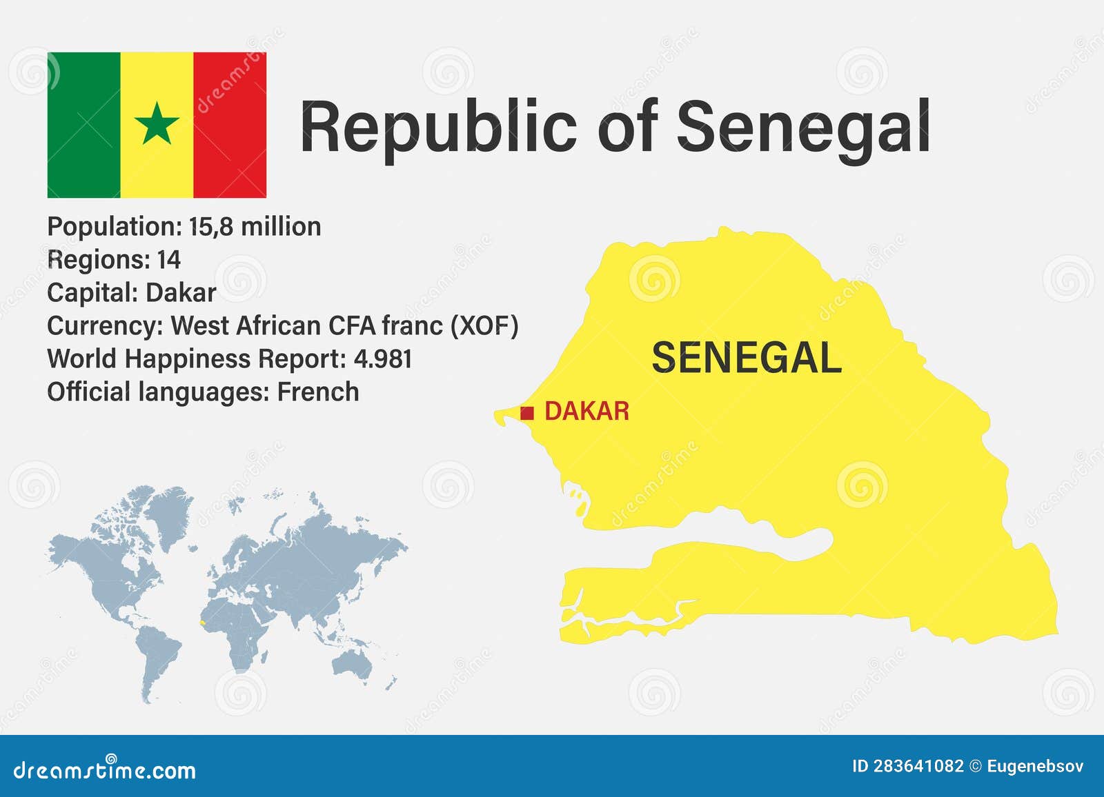 Highly Detailed Senegal Map with Flag, Capital and Small Map of the ...