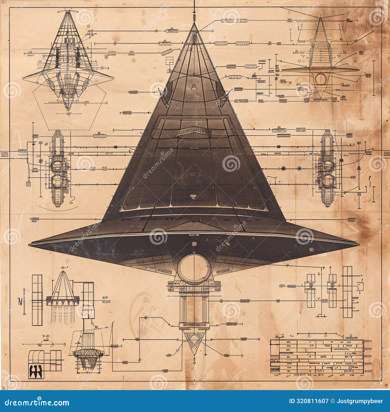 Spacecraft Blueprint Detailed Engineering Design Royalty-Free Stock ...