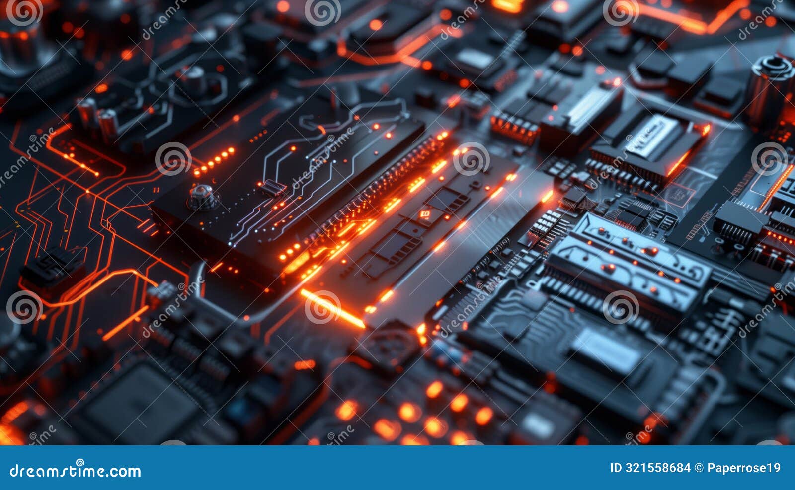 Highly Detailed Technology Texture, AI Supercomputer Chrome Stock Photo ...