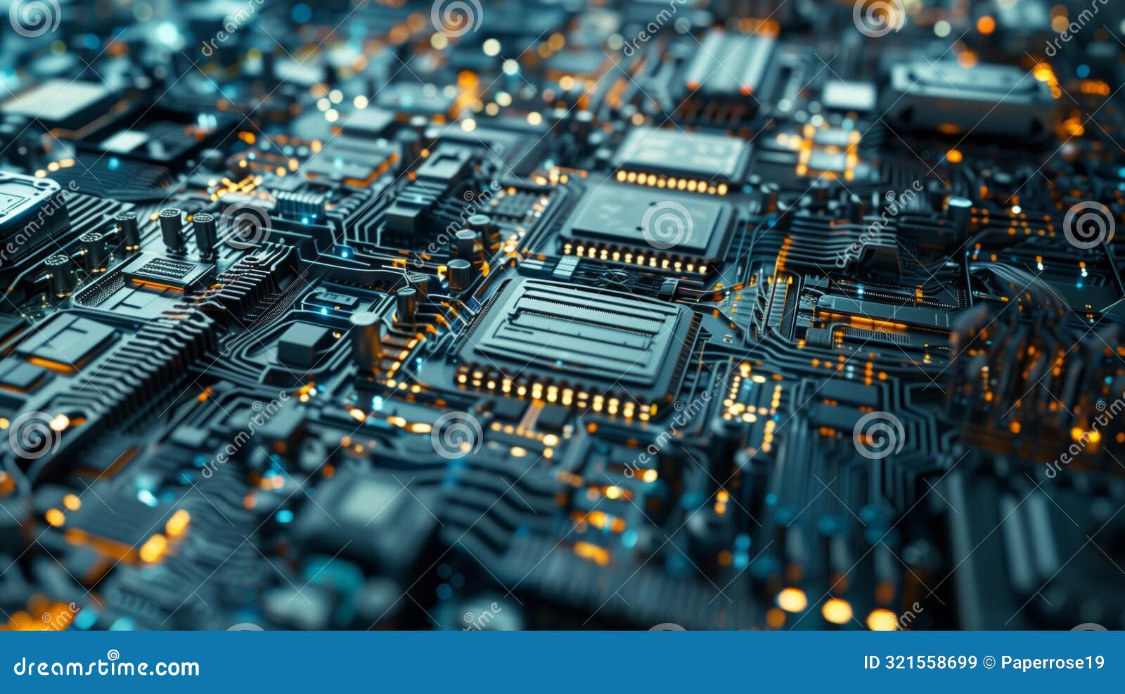 Highly Detailed Technology Texture, AI Supercomputer Chrome Stock Image ...