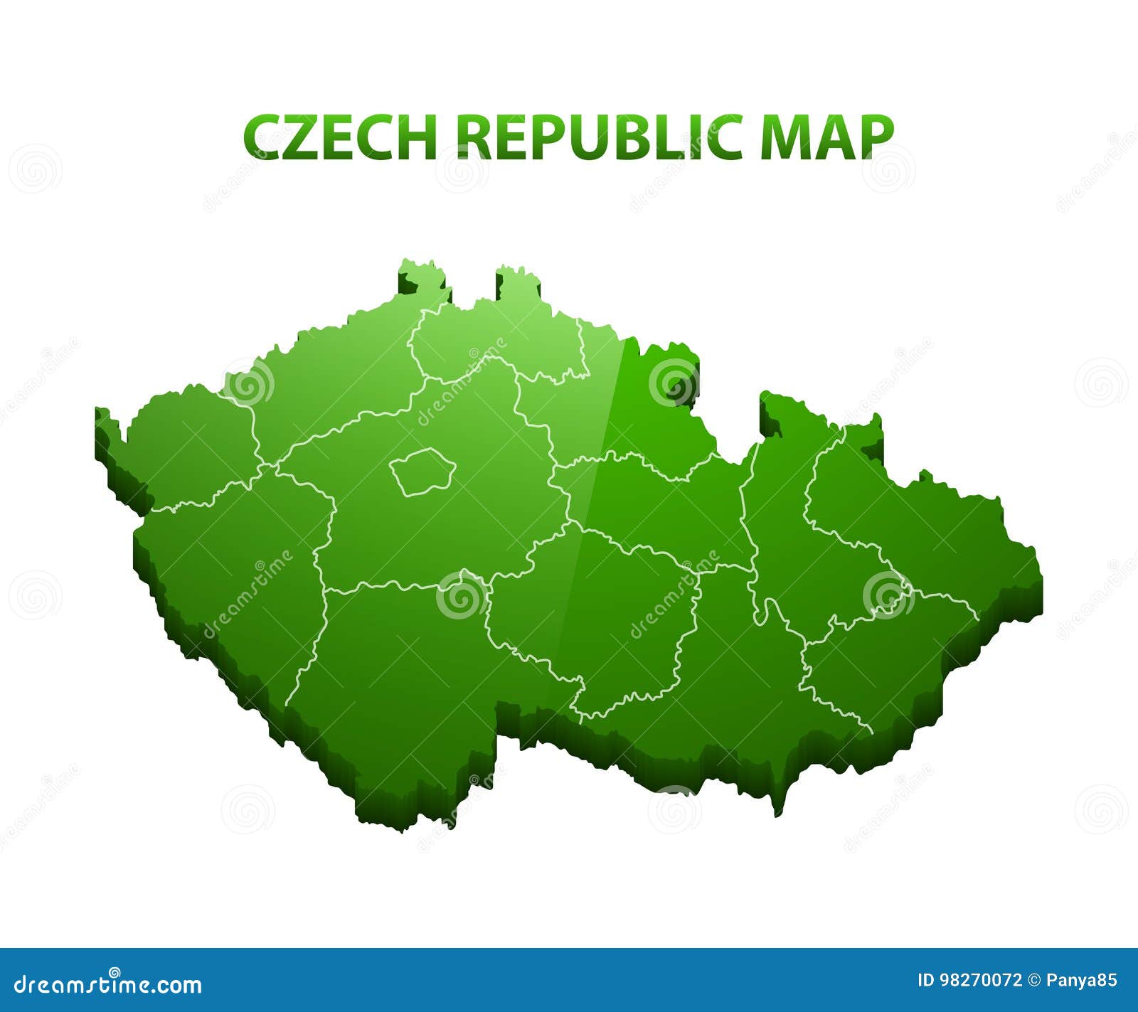 Highly Detailed Three Dimensional Map of Czech Republic with Regions ...