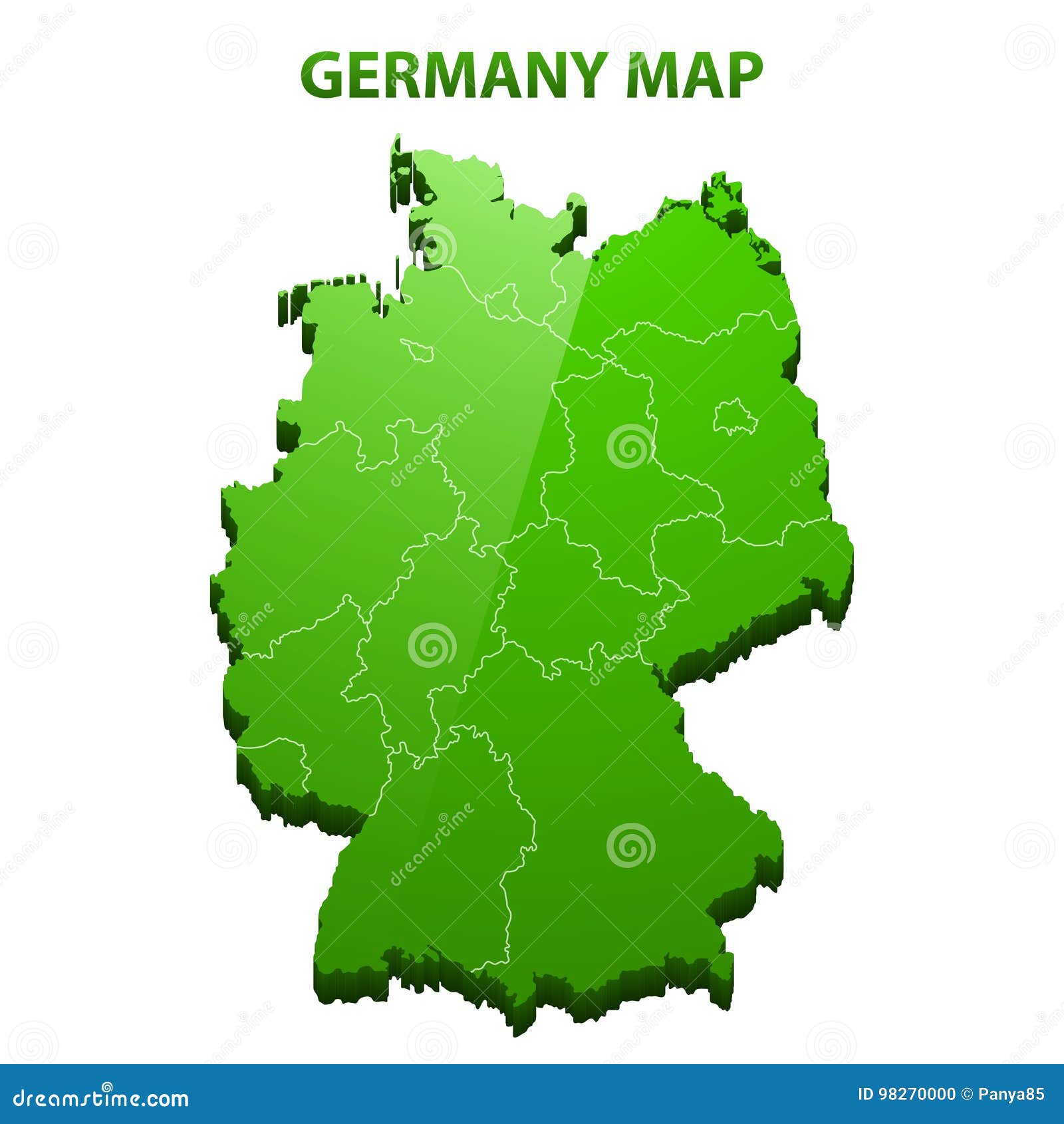 Highly Detailed Three Dimensional Map of Germany with Regions Border ...