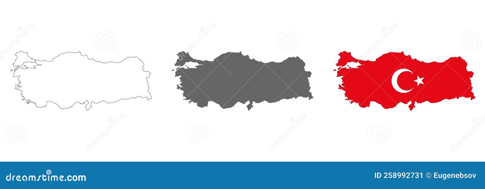 Highly Detailed Turkey Map with Borders Isolated on Background Stock ...