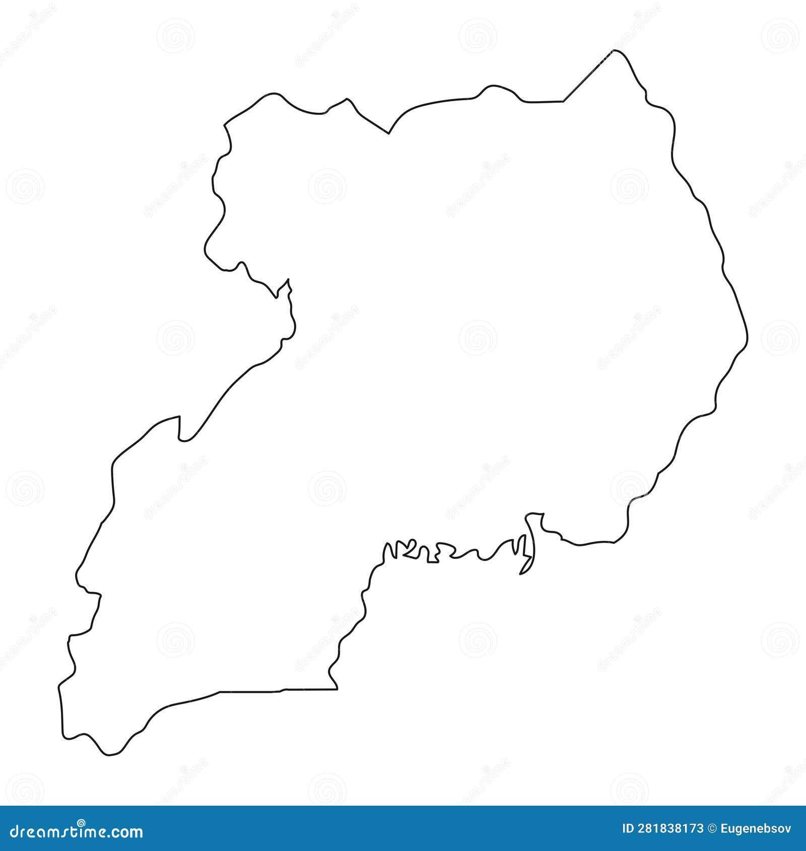 Highly Detailed Uganda Map with Borders Isolated on Background Stock ...