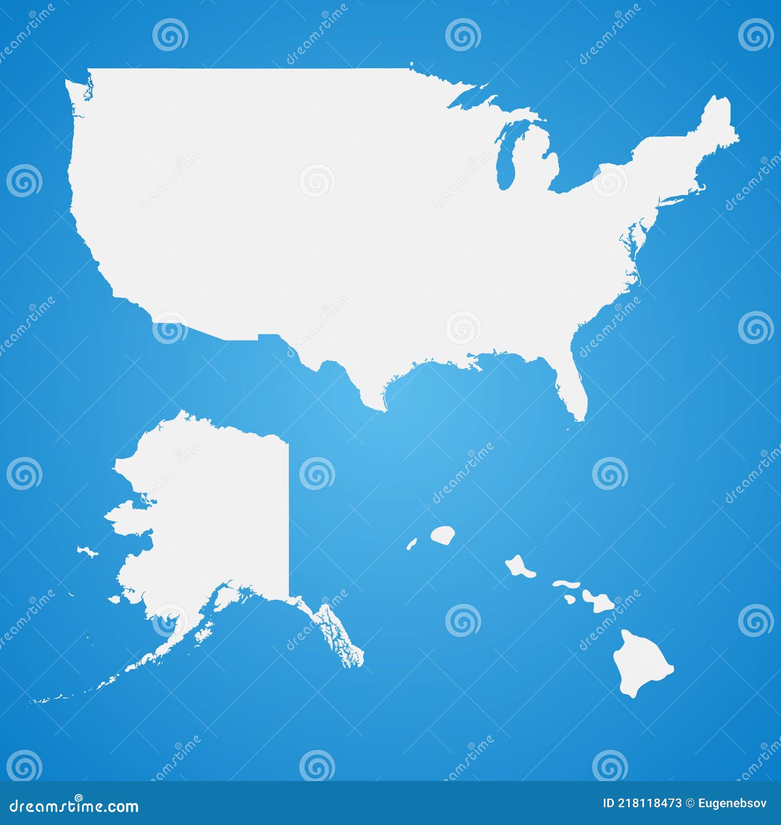 Highly Detailed USA Map with Borders Isolated on Background Stock ...