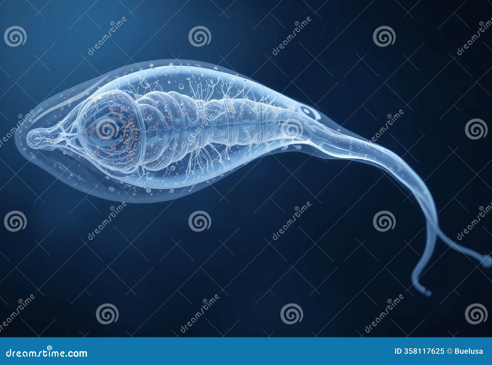 Close-up of a Translucent Parasite Against a Dark Background ...