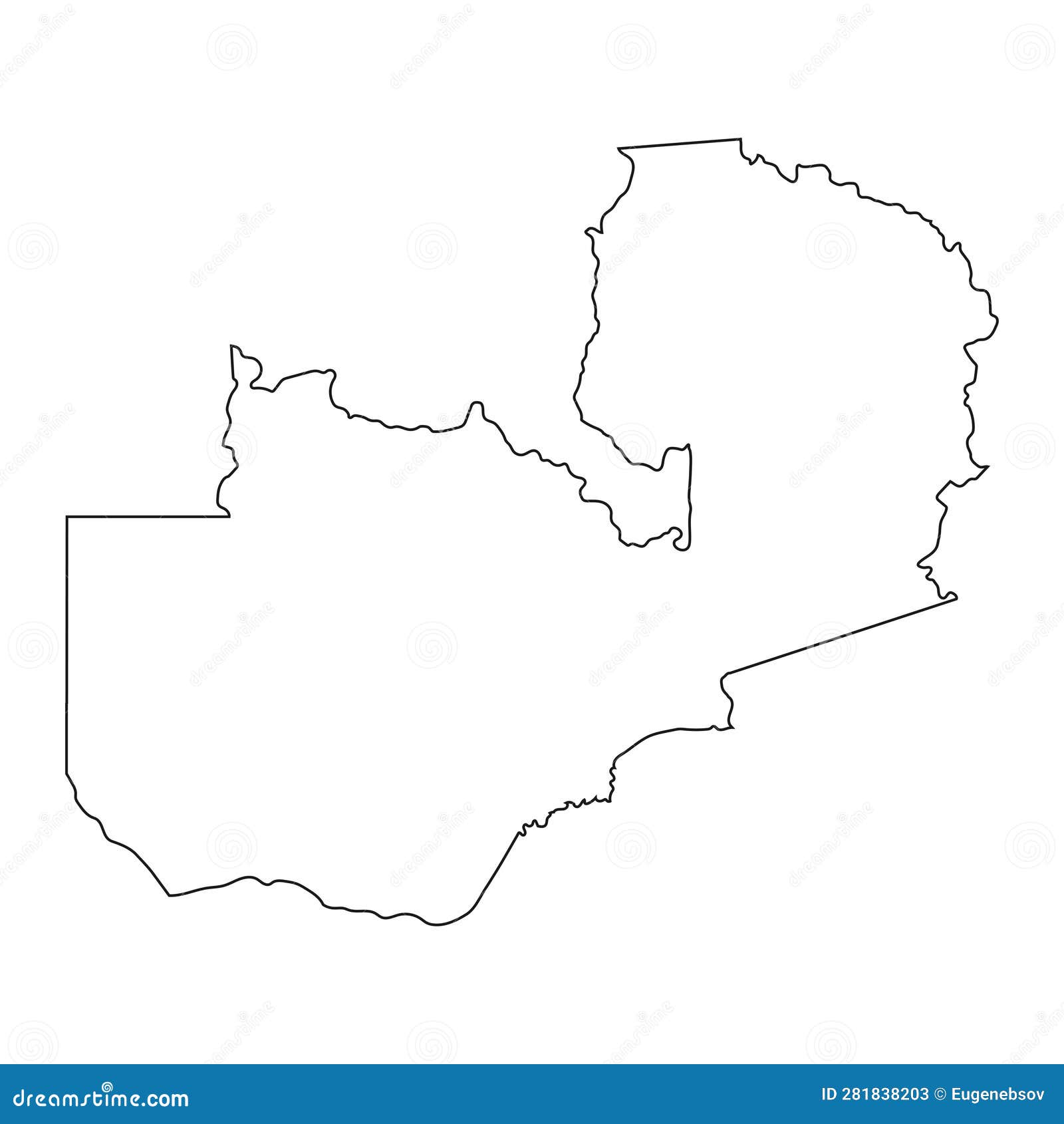 Highly Detailed Zambia Map with Borders Isolated on Background Stock ...