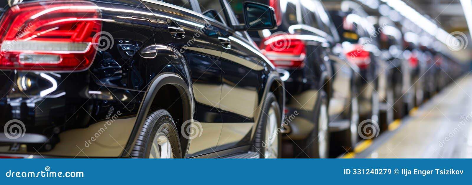 Highly Efficient Modern Car Assembly Line Operating in a Bustling ...