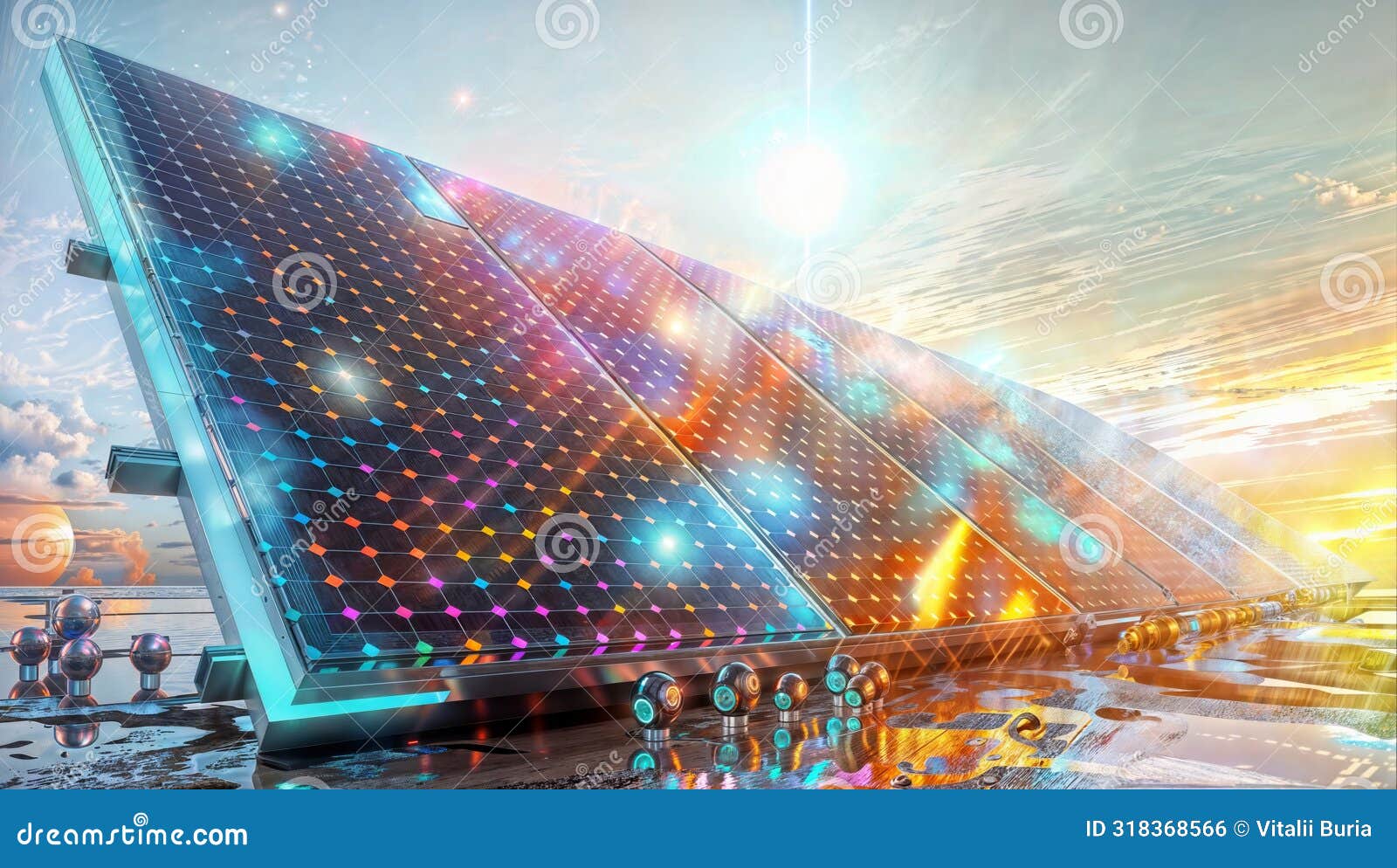 Futuristic Fusion: Solar Panels in Cosmic Dance, Generative Ai Stock ...