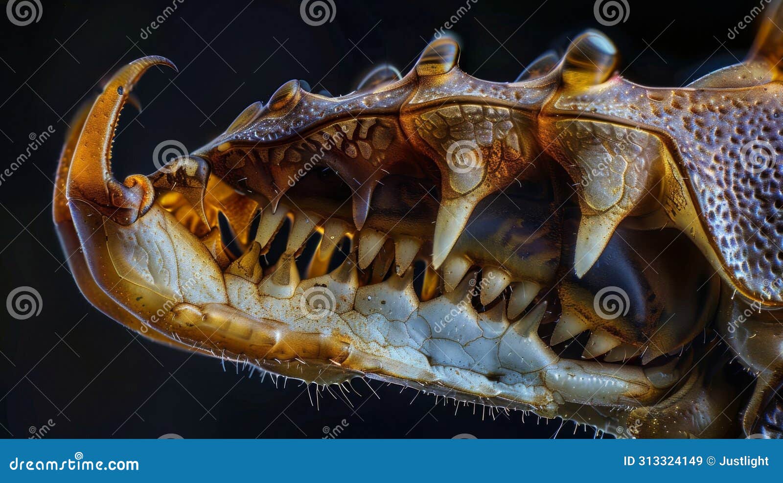 A Highly Magnified Image of a Grasshoppers Mandible Highlighting Its ...