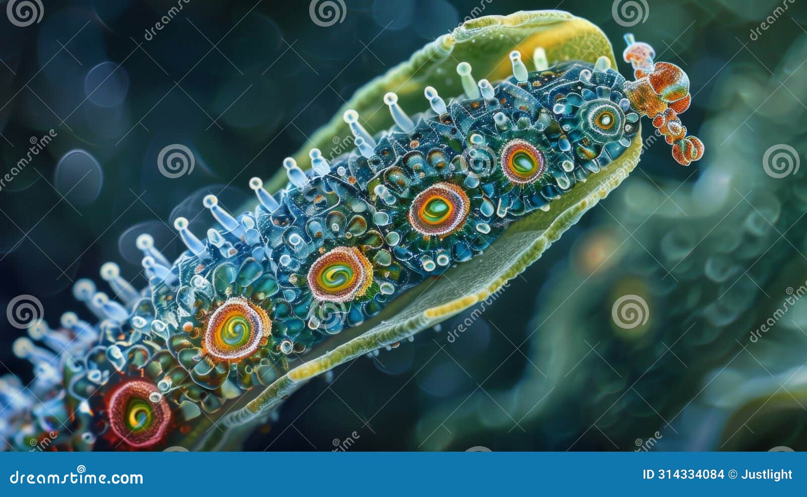 A Highly Magnified Image of a Nematode Feeding on a Bacteriacovered ...