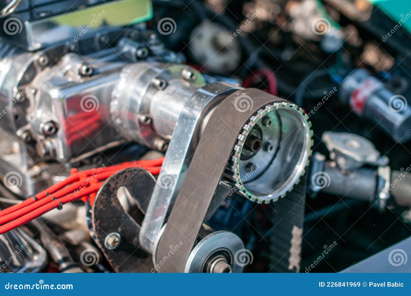 A Highly Modified Classic Car Engine Stock Image - Image of intake ...