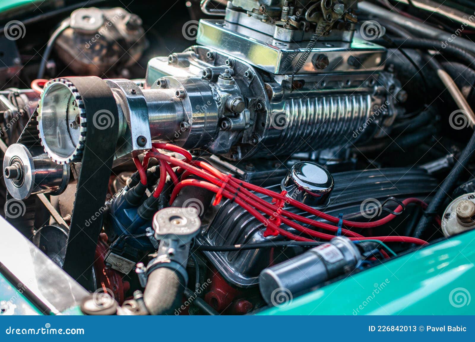 A Highly Modified Engine of Classic Car Stock Image - Image of petrol ...