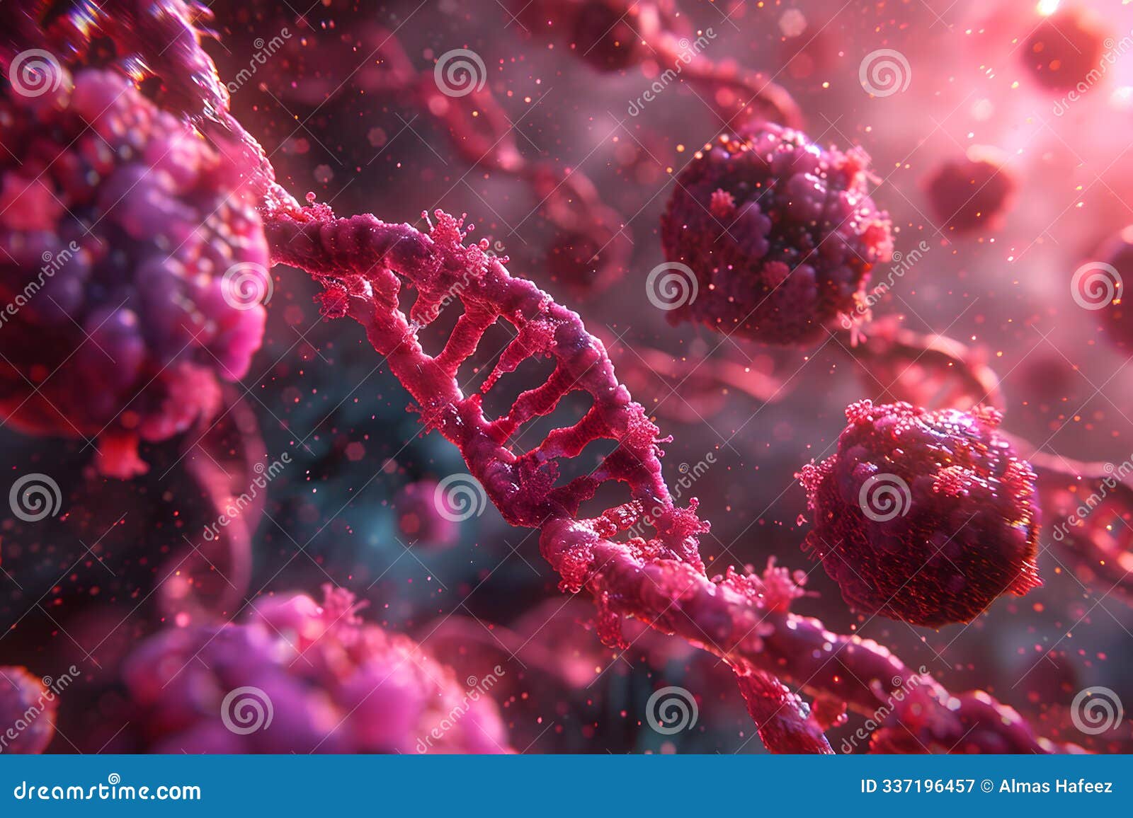 A Highly Realistic 3D Scene of DNA Strands and Microscopic Particles ...