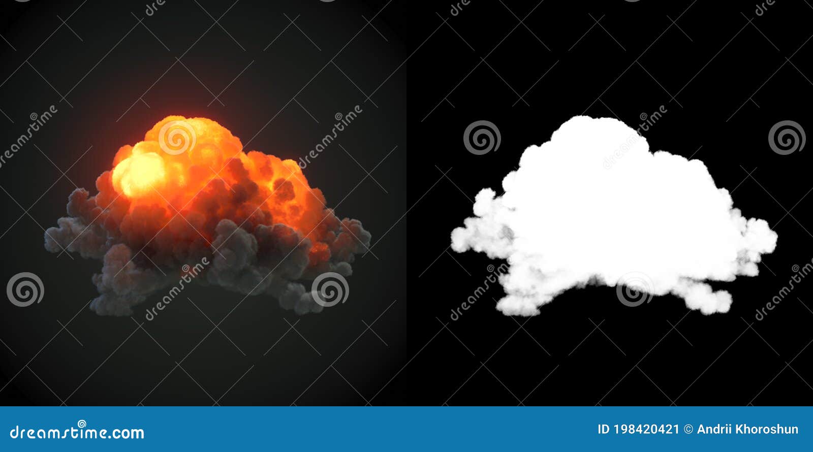 Highly Realistic Fire Explosions with Dark Smoke and Alpha Matte. 3d ...