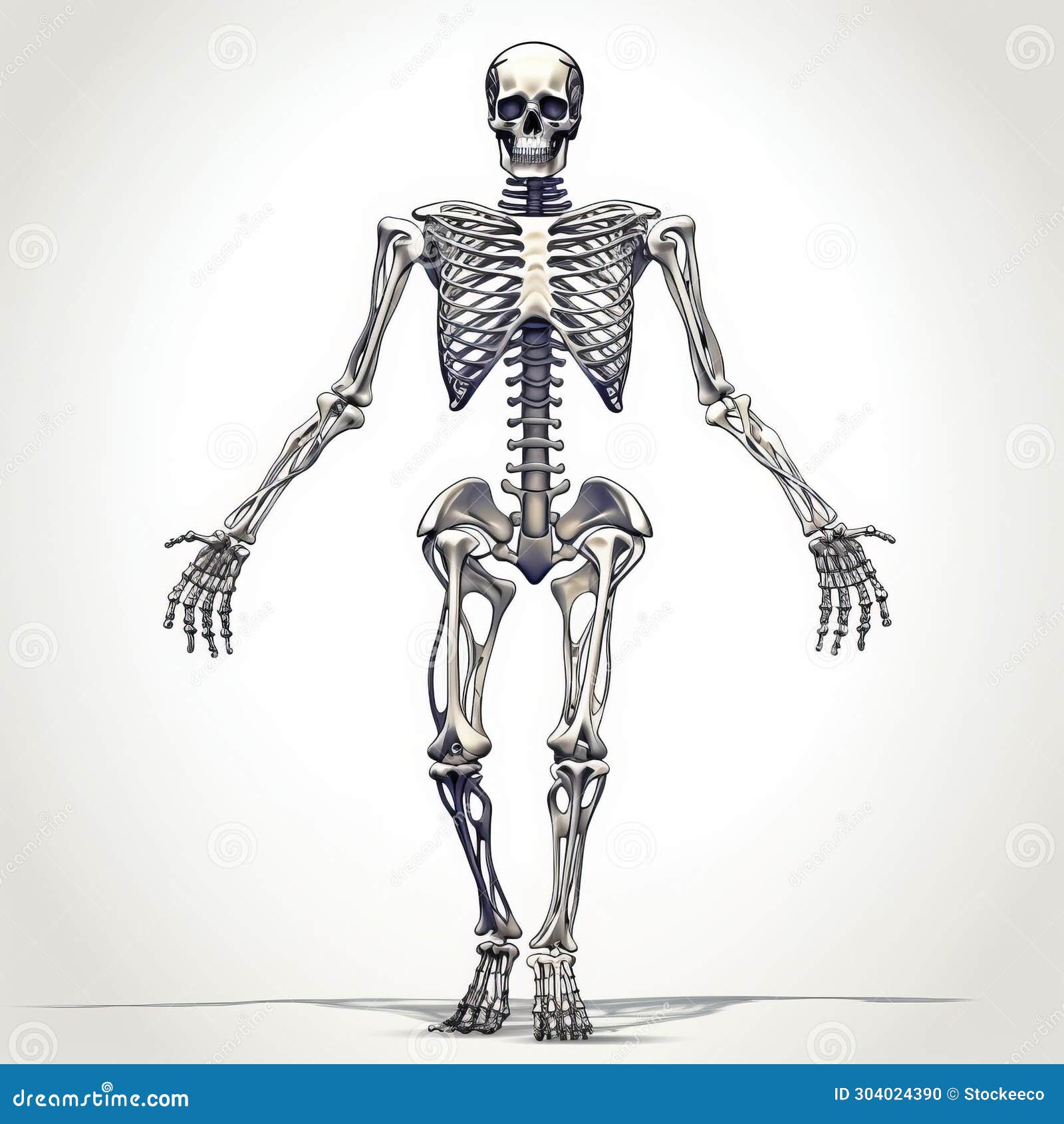 Highly Realistic Vector Skeleton Man Illustration on White Background ...