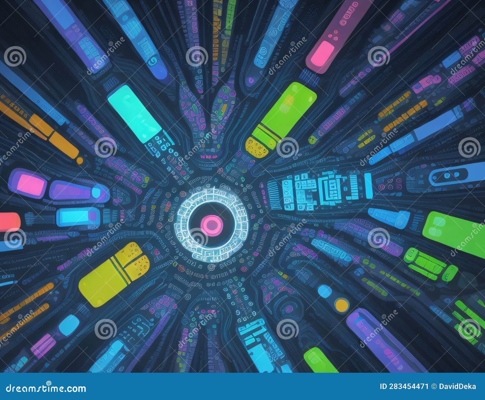 Highly Rendering of Abstract Technology Concept in Cyberspace with ...