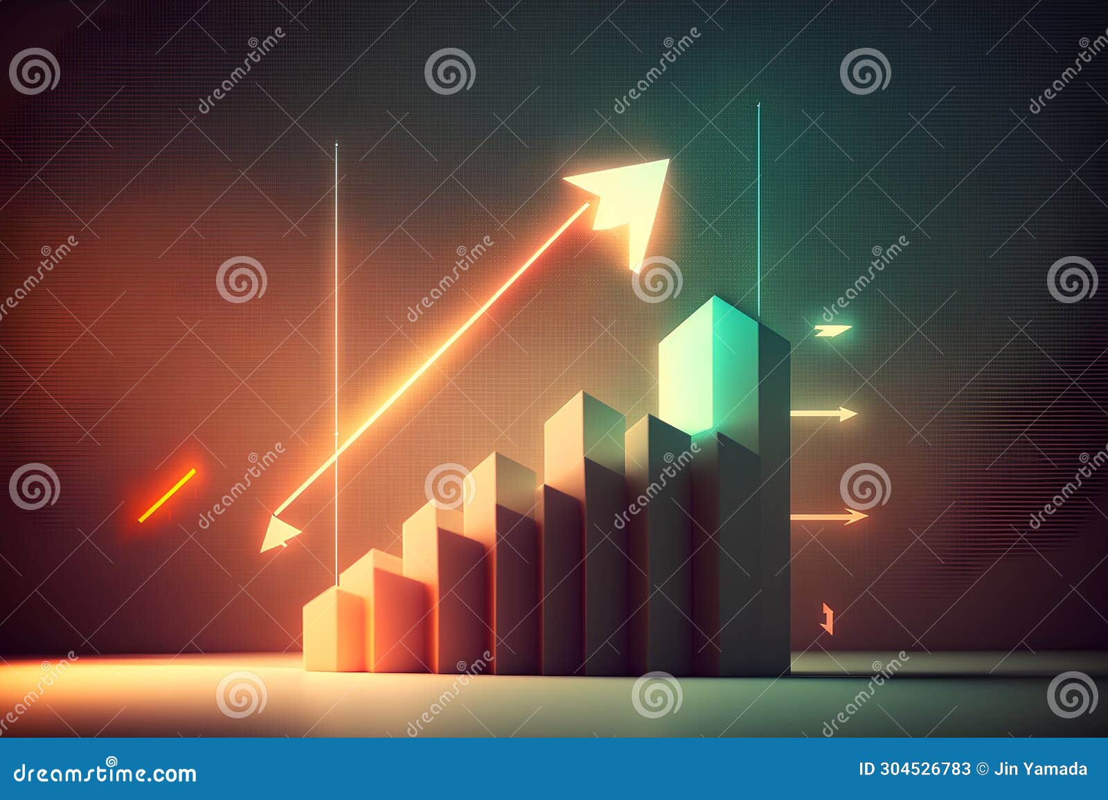 Highly Rendering of Arrow Graph in Abstract Background. 3d Illustration ...