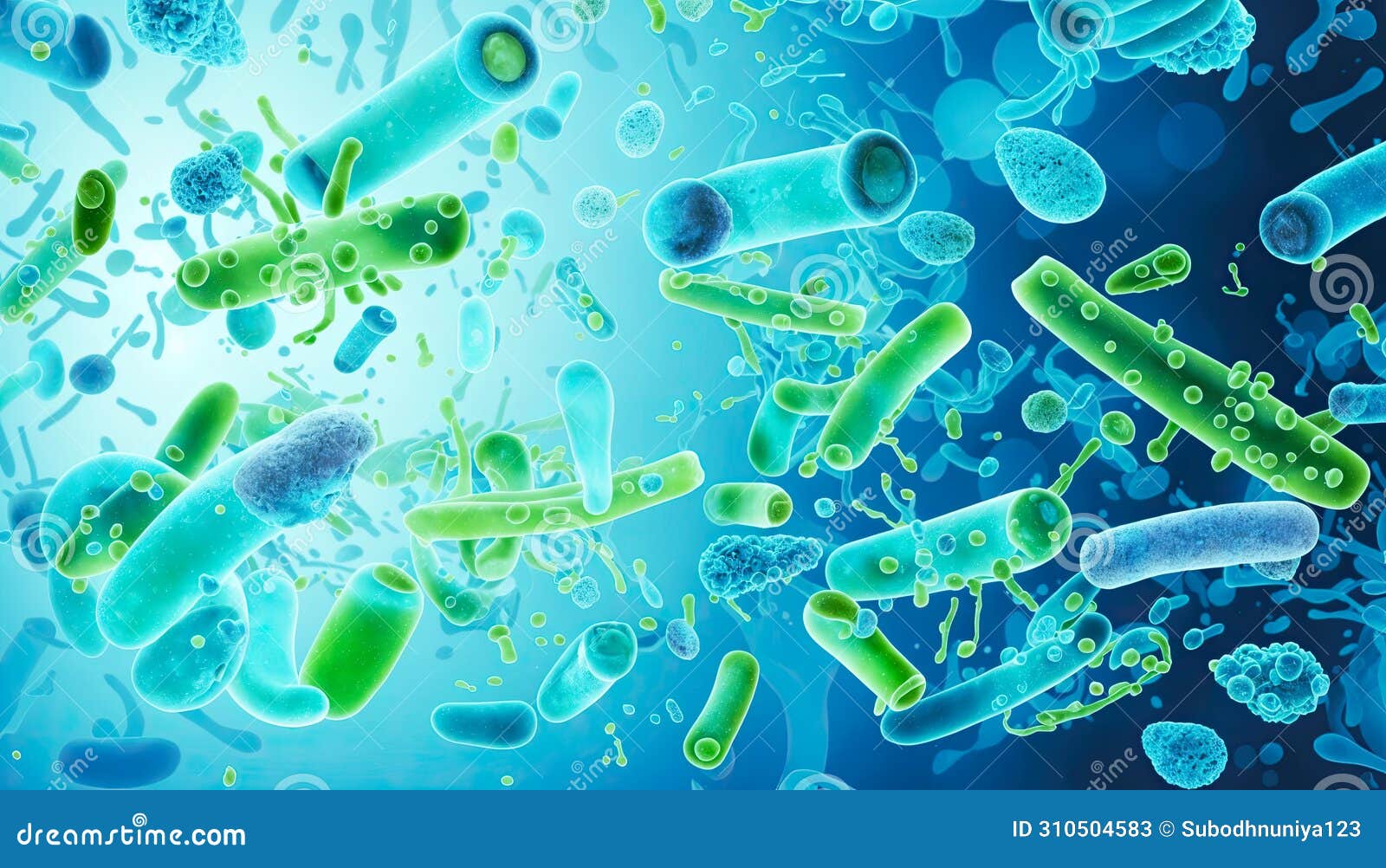 Highly Rendering of Bacteria in Blue Background, 3d Illustration Stock ...