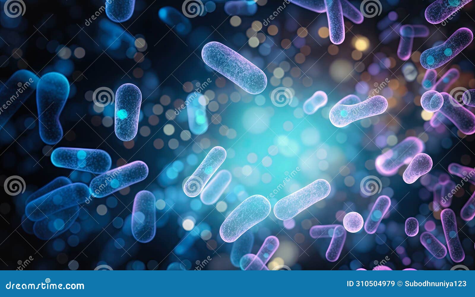 Highly Rendering of Bacteria in Blue Background. 3D Illustration Stock ...