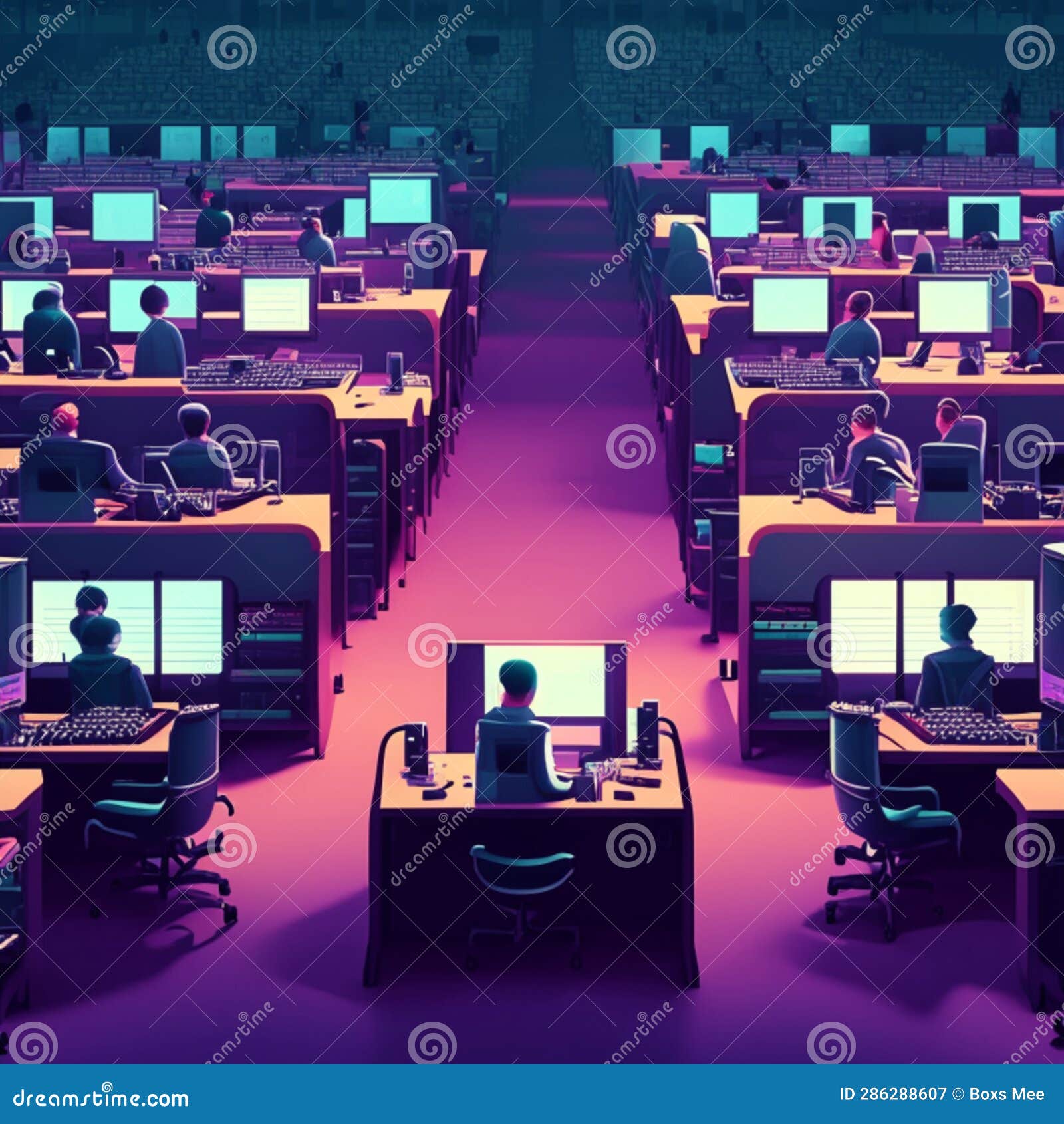 Highly Rendering of a Cyber Security Room with Computer Monitors and ...