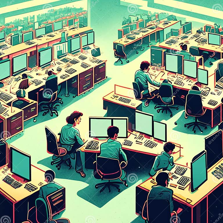 Highly Rendering of a Group of People Working in a Computer Room AI ...