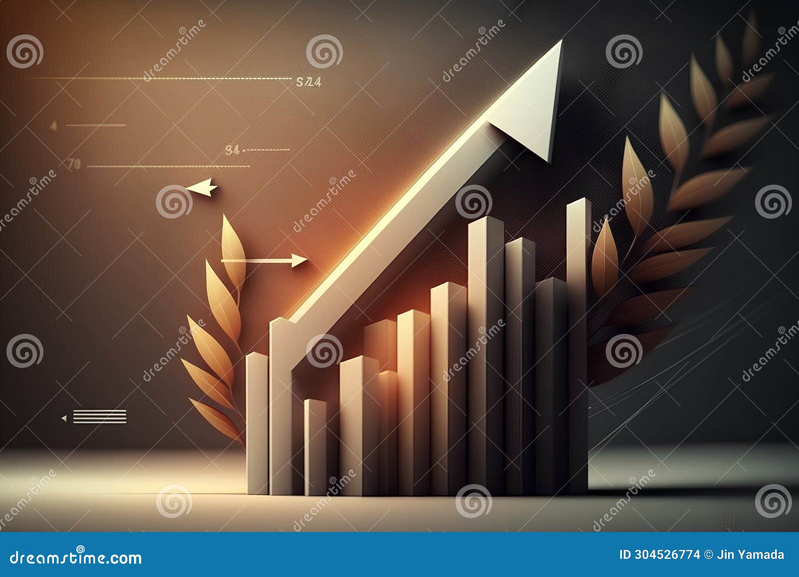 Highly Rendering of Growth Graph in Abstract Background. 3d ...