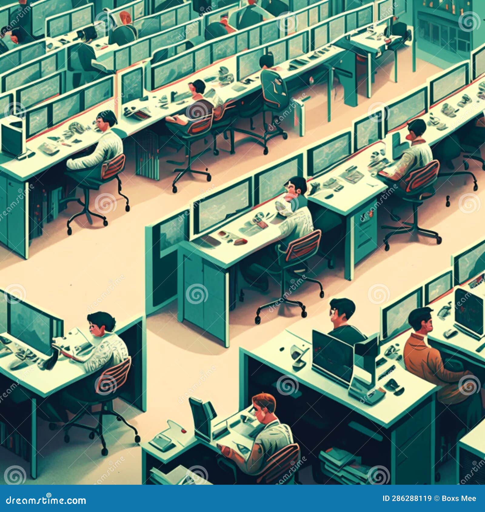 Highly Rendering of People Working on Computers in a Modern Office ...