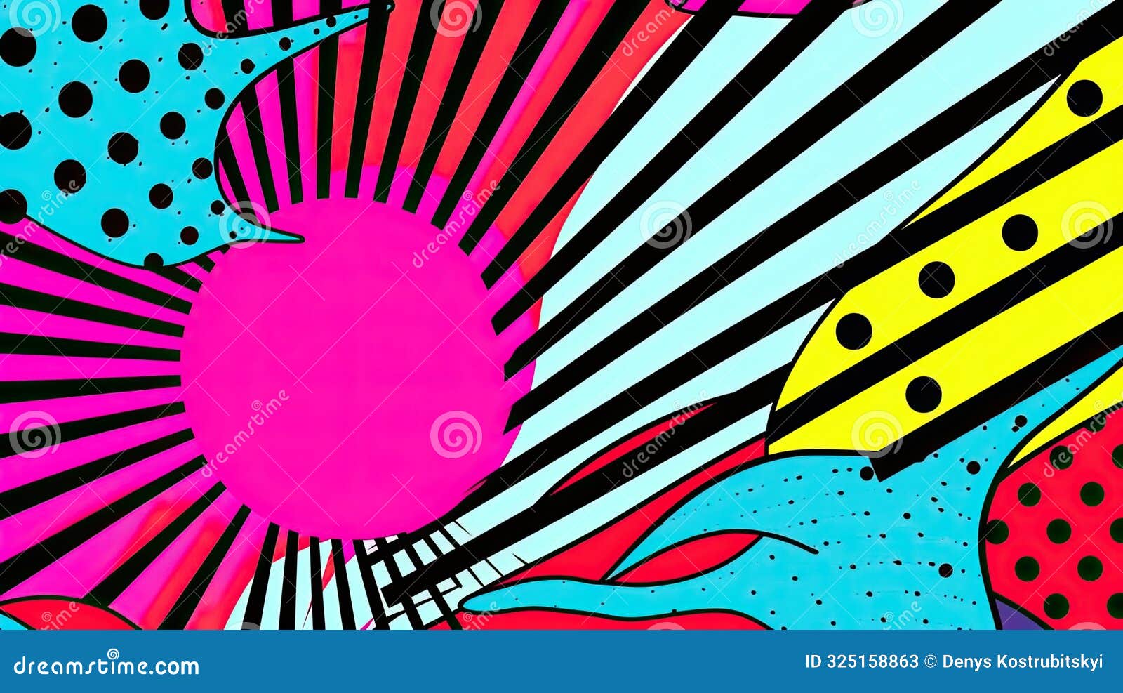 Vivid Pop Art Explosion of Shapes and Patterns Stock Illustration ...