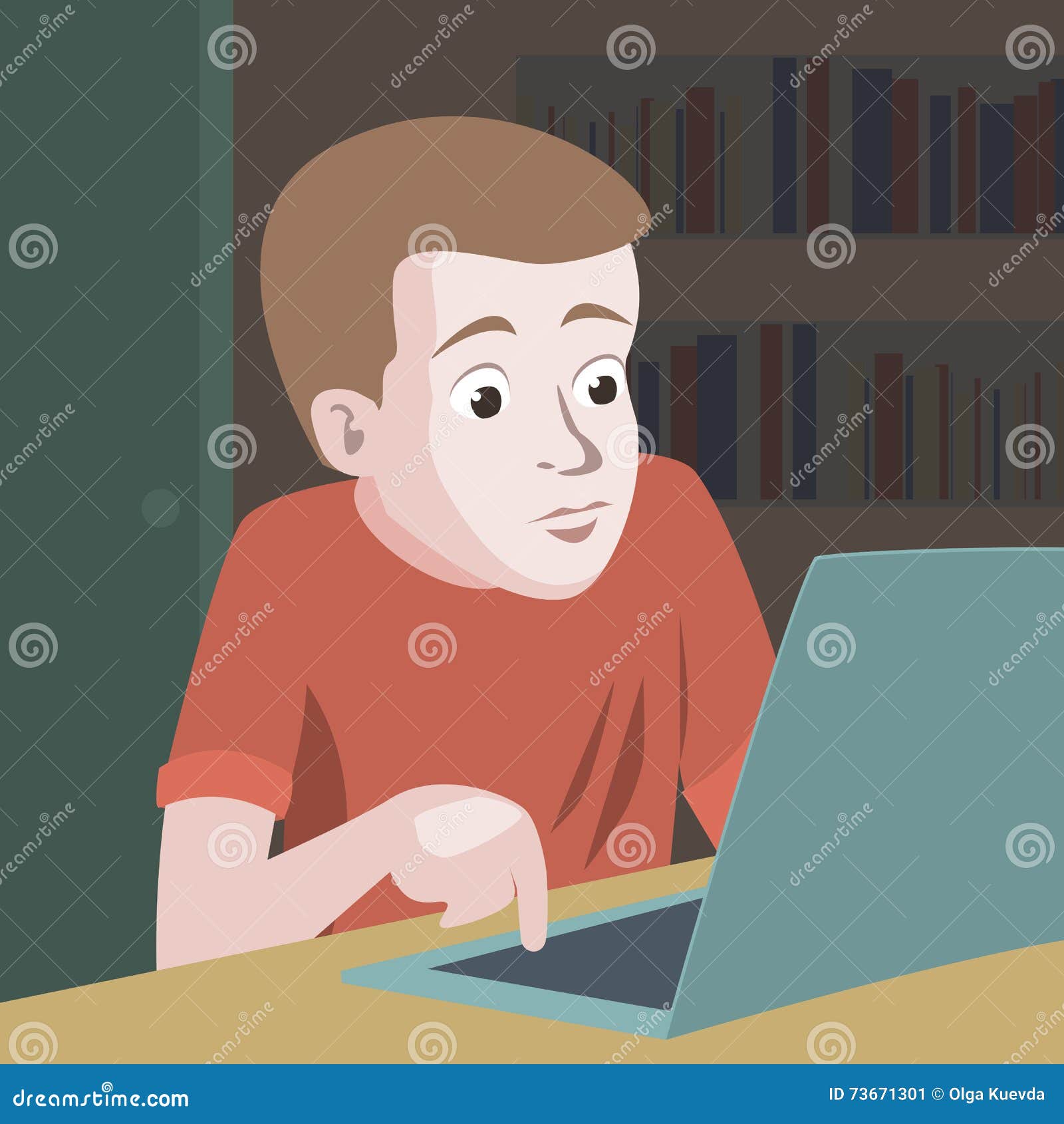 Highly Surprised Person Staring at Computer Stock Vector - Illustration ...