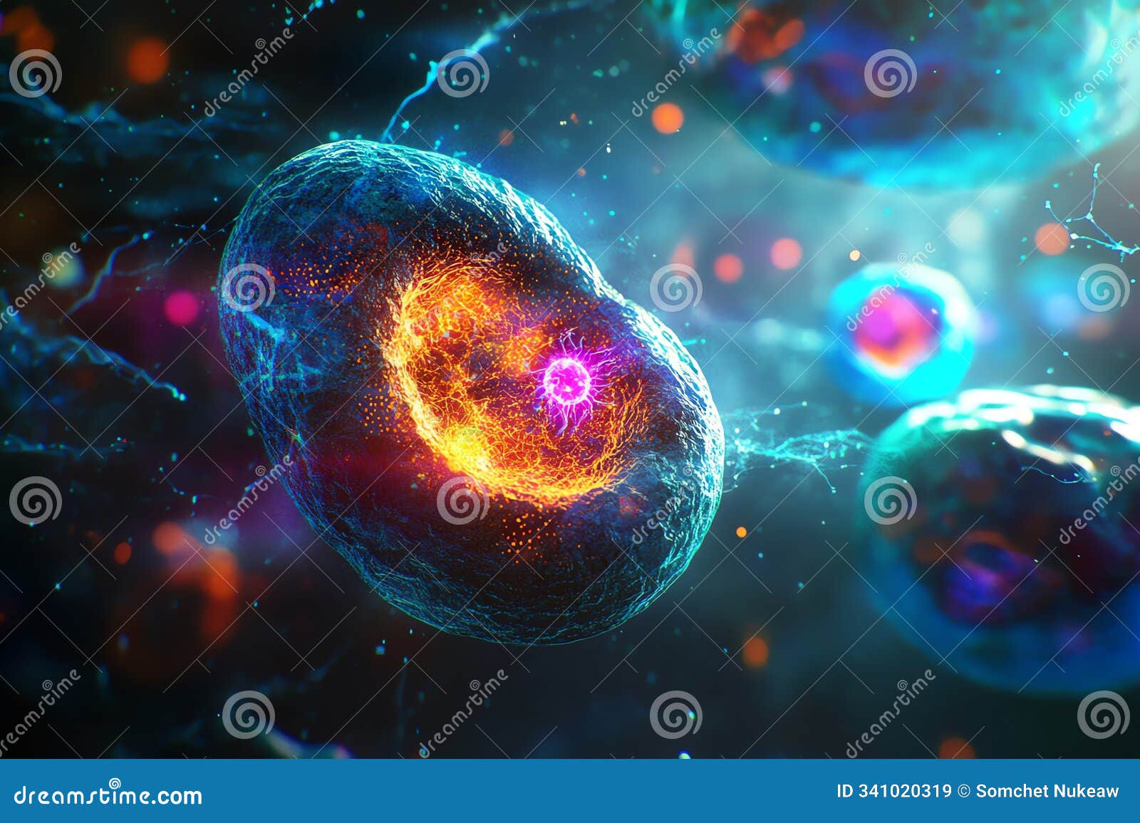 A Highpowered Microscopic Image of a Single Human Cell, with Its ...