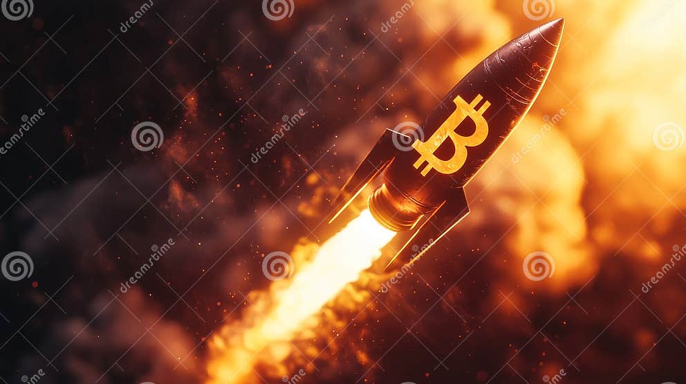 Highresolution 3D Doodle of Bitcoin Surpassing Dollar in Space Stock ...