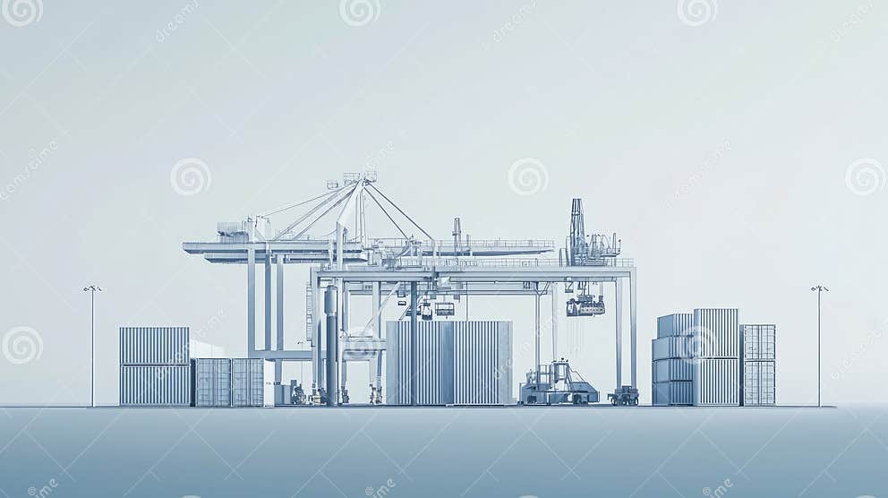 Highresolution 3D Render of Container Terminal Operations Stock ...