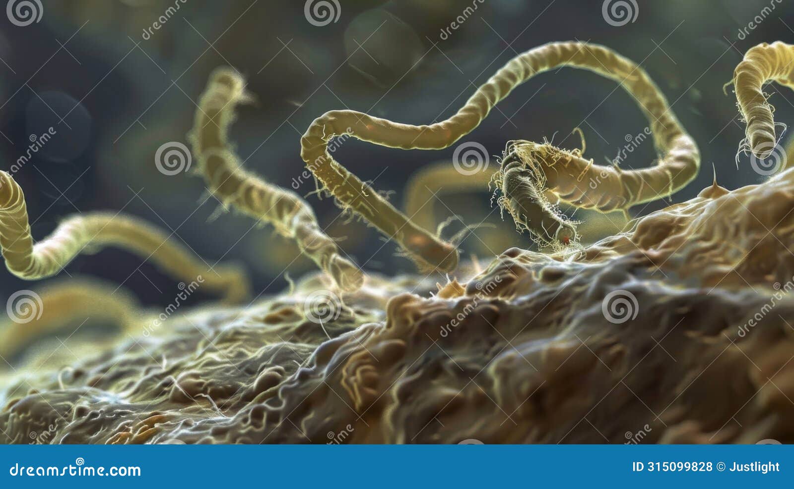 A Highresolution Image of a Group of Nematodes Grazing on a Patch of ...