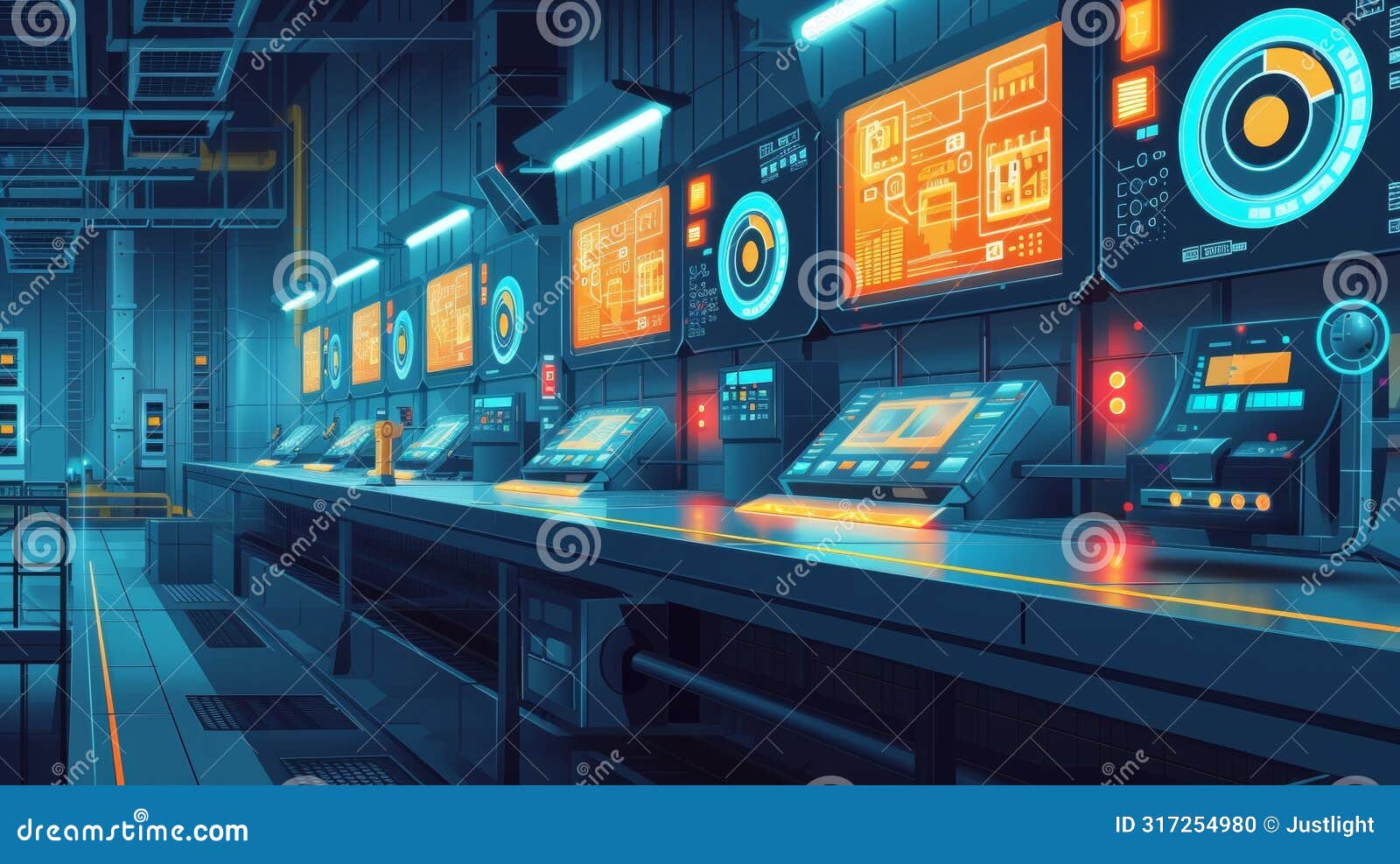 A Highresolution Image of a Microfactory Control Panel with an Array of Ons and Screens ...