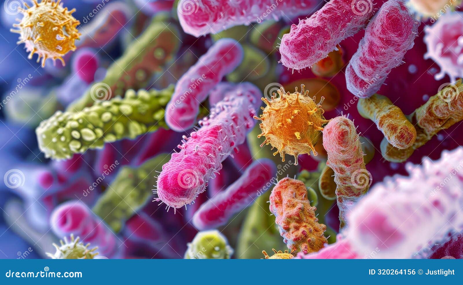 A Highresolution Image of the Skins Microflora Consisting of Beneficial Bacteria that Aid in ...