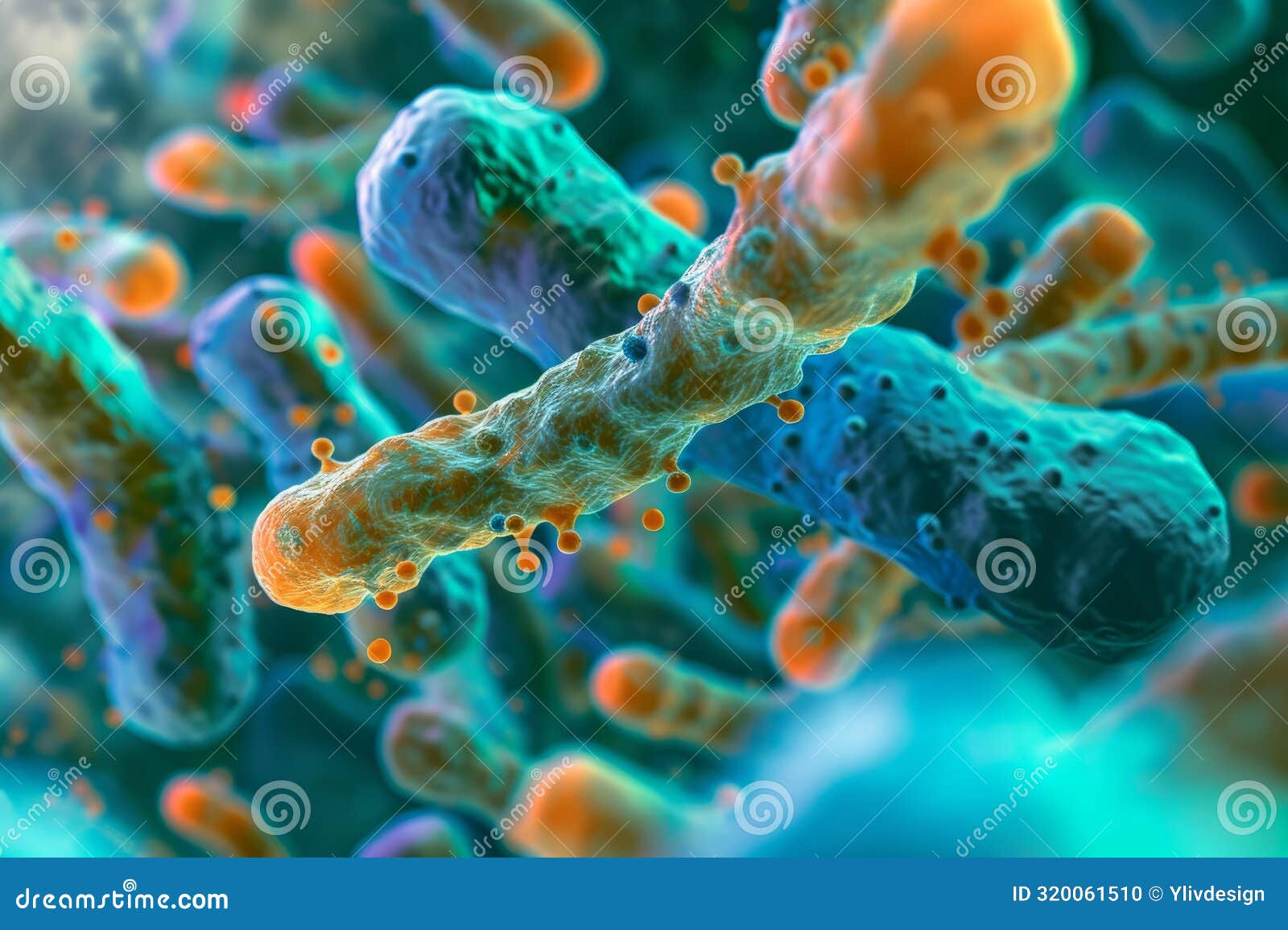 Detailed 3d Illustration of Bacteria in Microscopic View Stock ...
