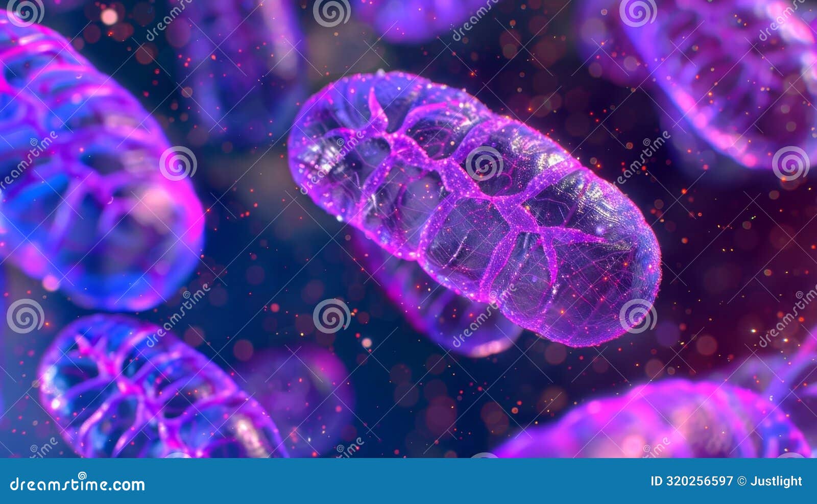 Highresolution Microscope Image of Multiple Mitochondria Cells Each ...