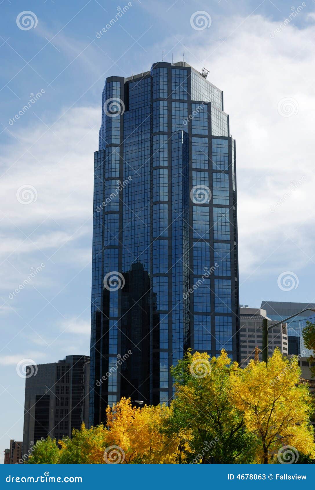 Highrise Building with Autumn Leaves Stock Image - Image of window ...