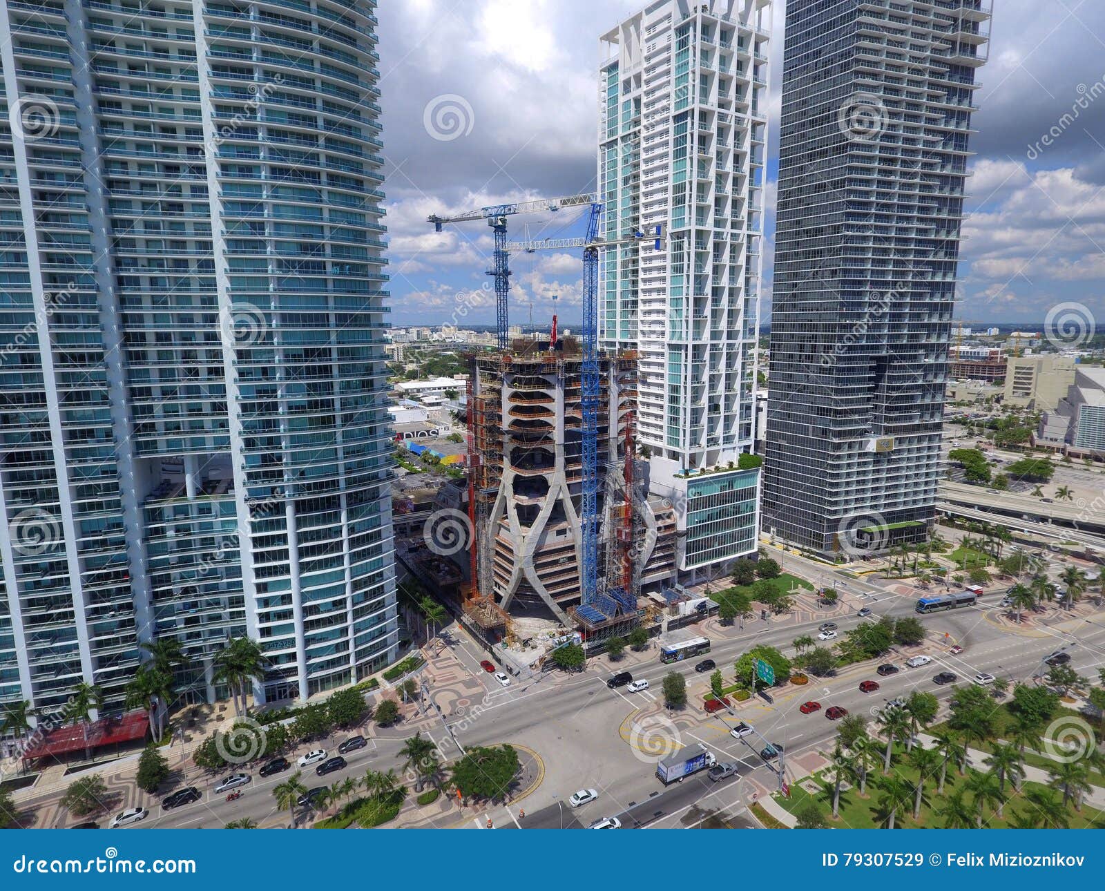 Highrise Construction Downtown Miami Editorial Stock Image - Image of ...
