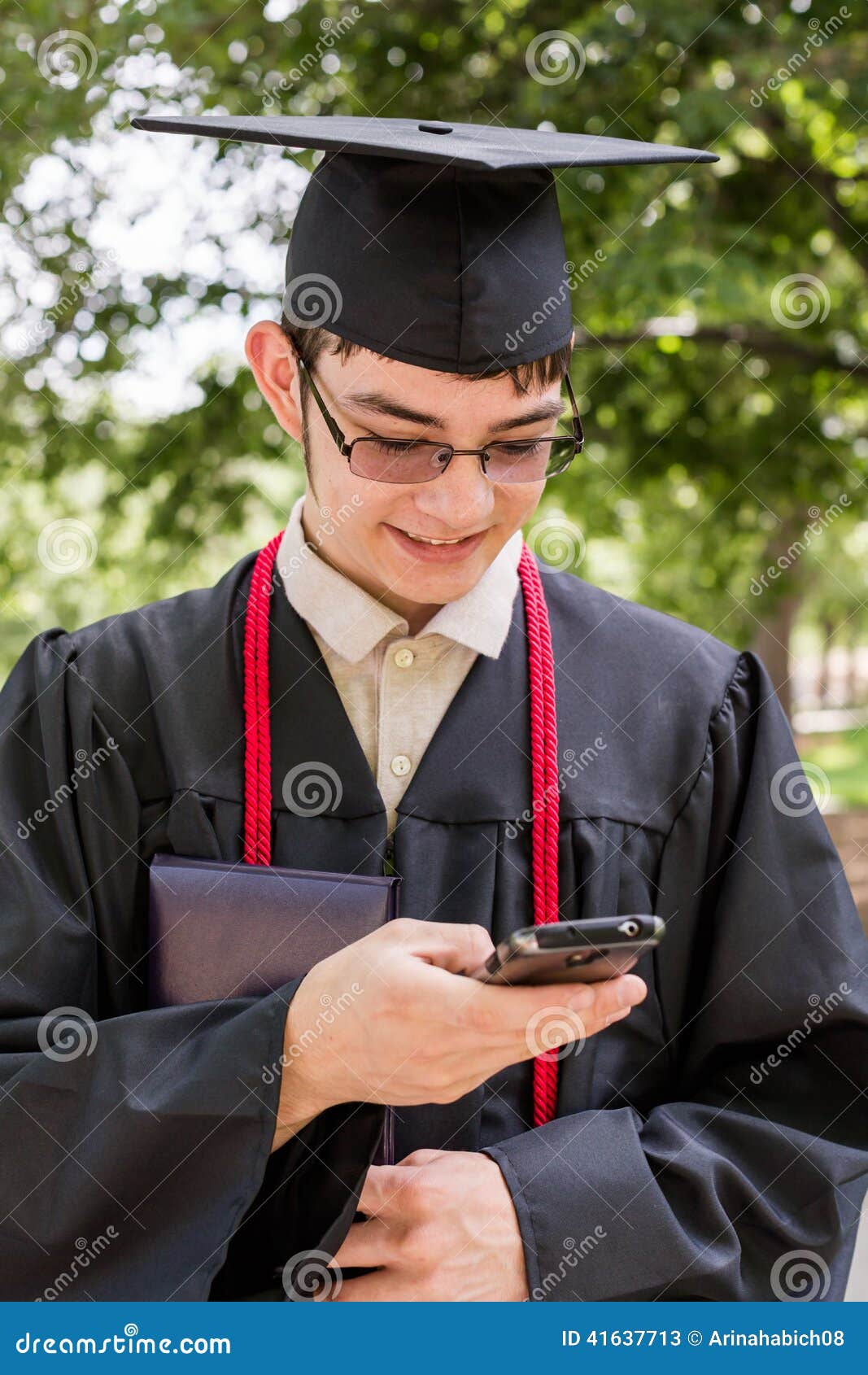 Highschool graduate stock image. Image of mobile, selfie - 41637713