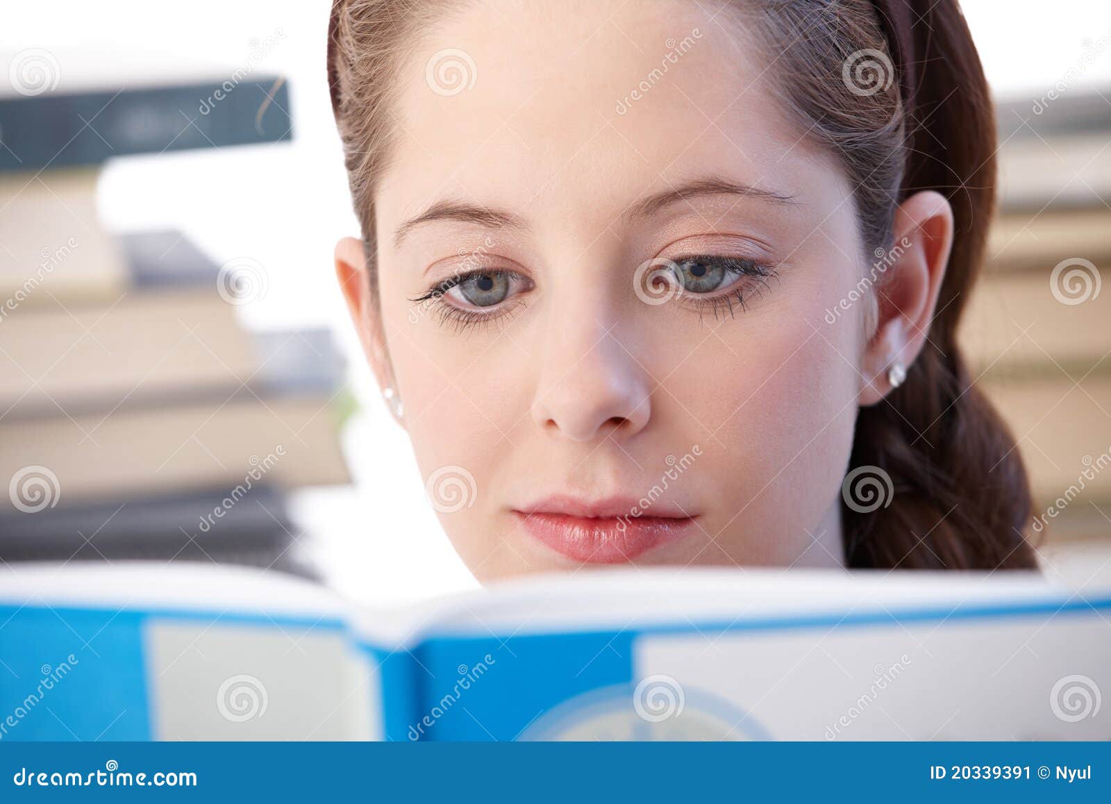 Highschool Student Reading Exercise Book Stock Image - Image of books ...