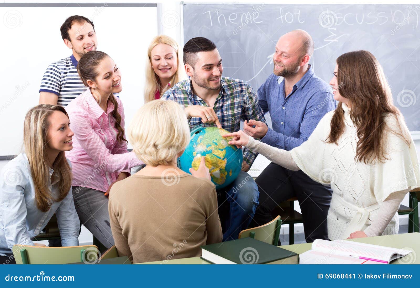 Highschool Students Messing In Class During Break Stock Photo ...