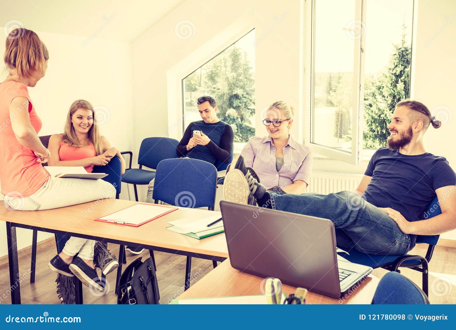 Students in Classroom during the Break Stock Photo - Image of class ...