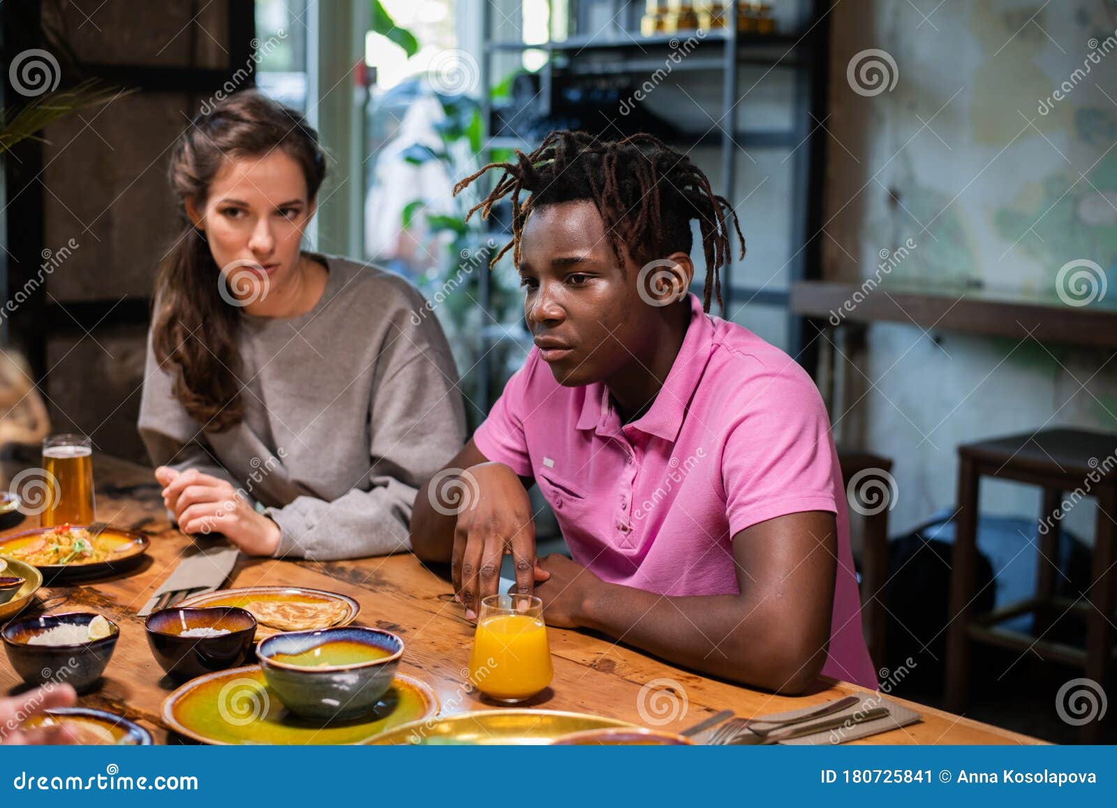 Highschool Students Having a Lunch in a Modern Cafe Stock Image - Image ...
