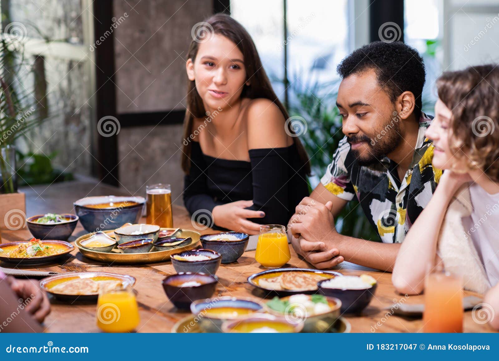 Highschool Students Having a Lunch in a Modern Cafe Stock Image - Image ...